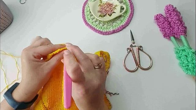 Платье для девочки спицами и крючком. Часть 2