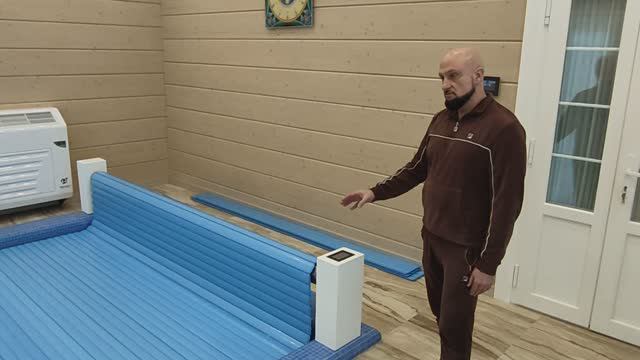 Надводное сматывающее устройство для закрытия бассейна! Апгрейд - управление прямо в стойке!