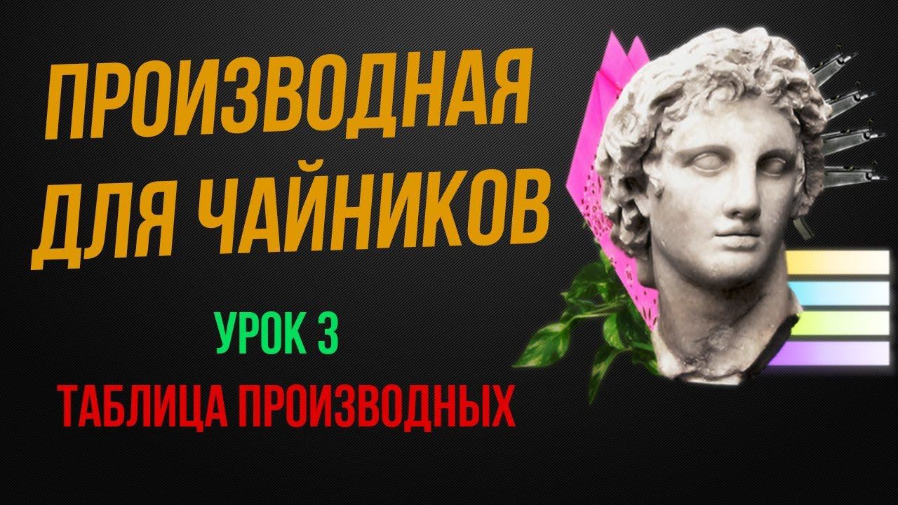 Производная с нуля. Таблица производных и разбор примеров. Урок 3