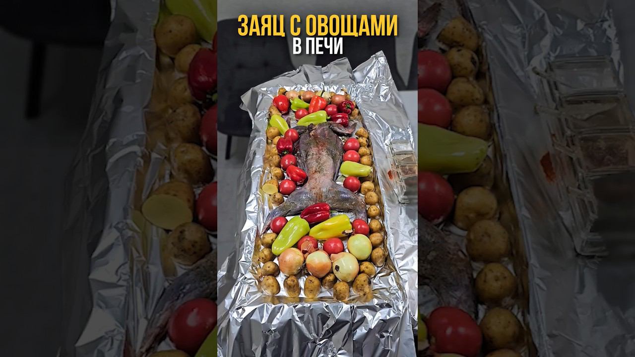 Готовим зайца с овощами в печи! #охотарыбалка #готовка #кулинария #трофей #добыча #мясо #заяц