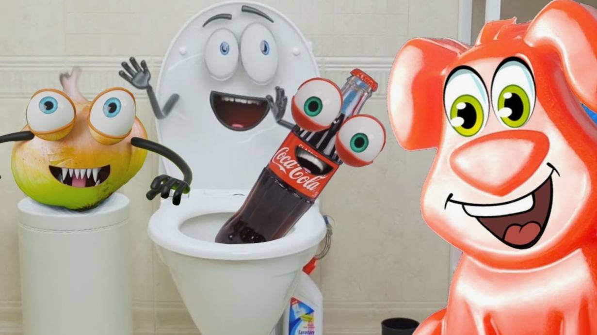 Глазастый унитаз и другие ожившие предметы болтают с желейным псом Стасиком.