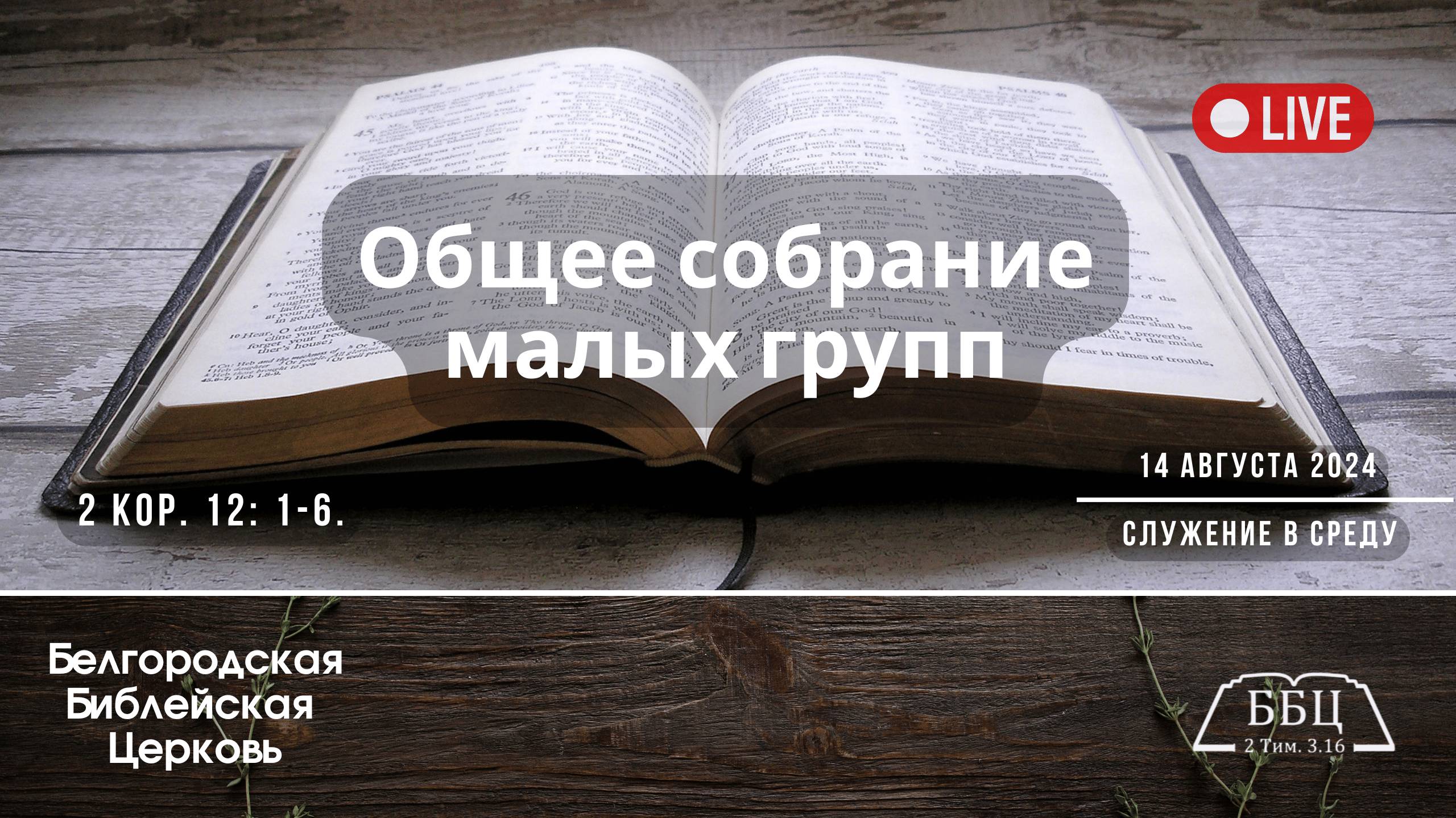МалыеГруппы — 2Кор 8: Общее собрание малых групп (обобщение по 2 Кор. 12: 1-6) | 14' 08' 2024'