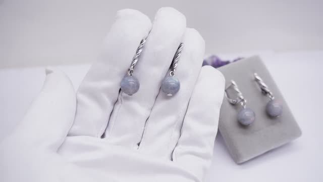 Серьги с подвесками лабрадорит посеребрение 4053 лабрадор камни натуральные Хорошие Вещи