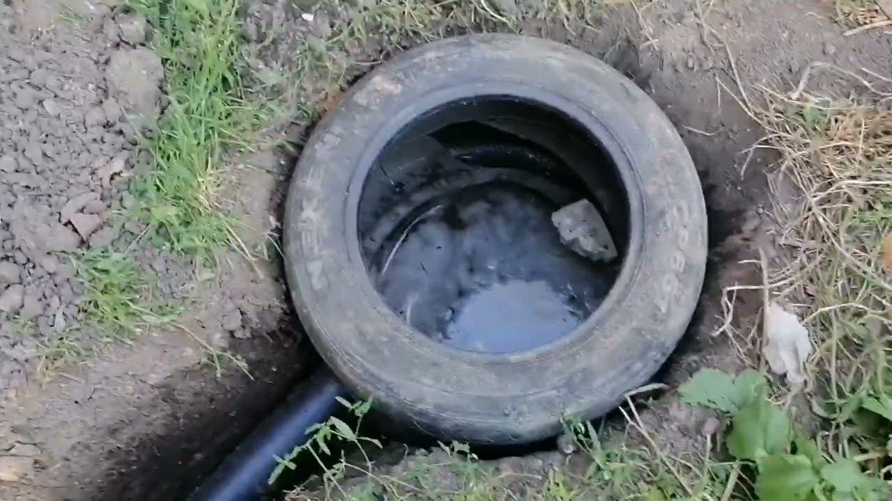 Как и зачем делать  дополнительную канализационную яму из жигулевских покрышек.
