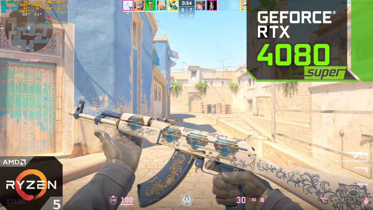 Counter-strike 2 : RTX 4080 SUPER + Ryzen 7500F : 1080p Ultra Graphics