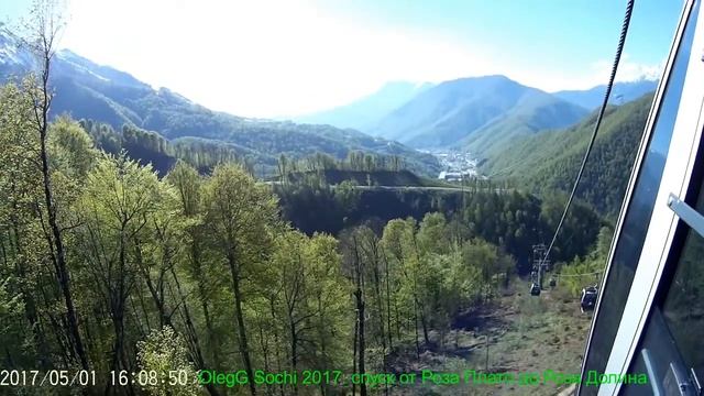 Сочи 2017: спуск от Роза Плато (1170 м) до Роза Долина (560 м) (съемка на экшн-камеру)