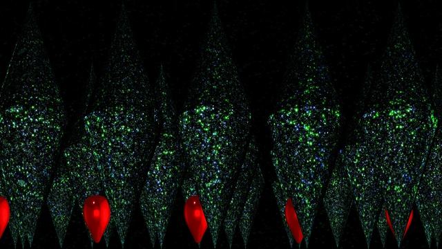 Малахитовые мерцающие блики для сцены. 3d-объекты. Сердца. Романтичная абстракция. 4K.