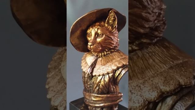 Скульптура Кот в шляпе. Бронза.