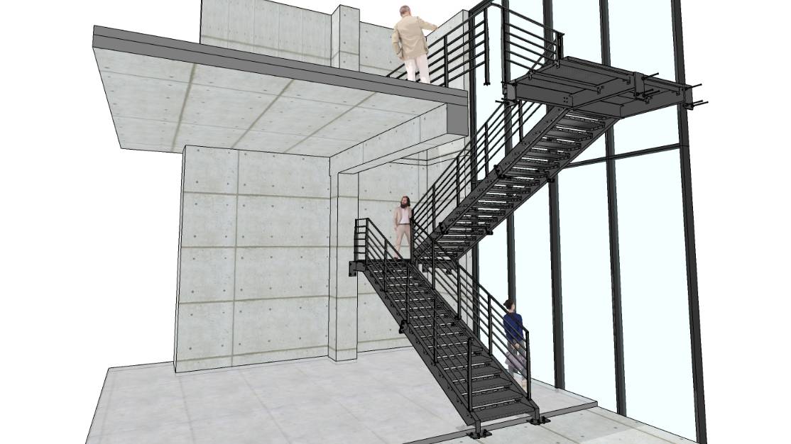 Площадочная лестница на тетиве 180º. Культурно-досуговый центр "Русский центр искусства". Вар. III