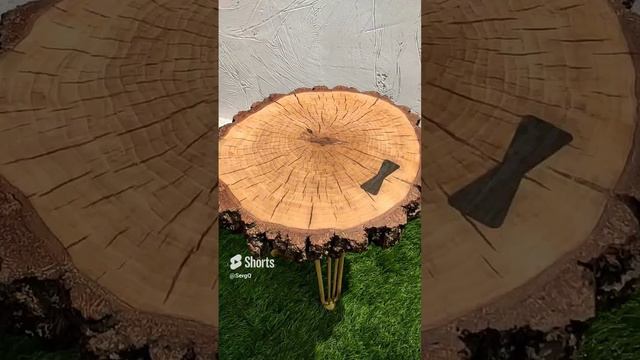 Стол из спила березы, эпоксидка и вставка из мореного дуба.