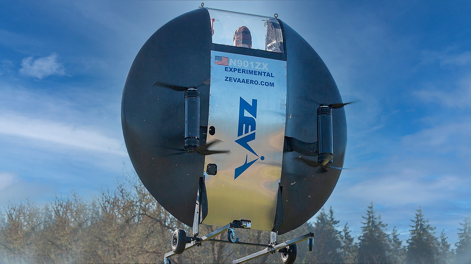 Необычный летательный аппарат Zeva Zero, первый полет.mp4