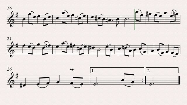 Бах И.С. "Бурре" из сюиты a-moll BWV996 видео-минусовка и ноты для саксофона-сопрано, темп 100