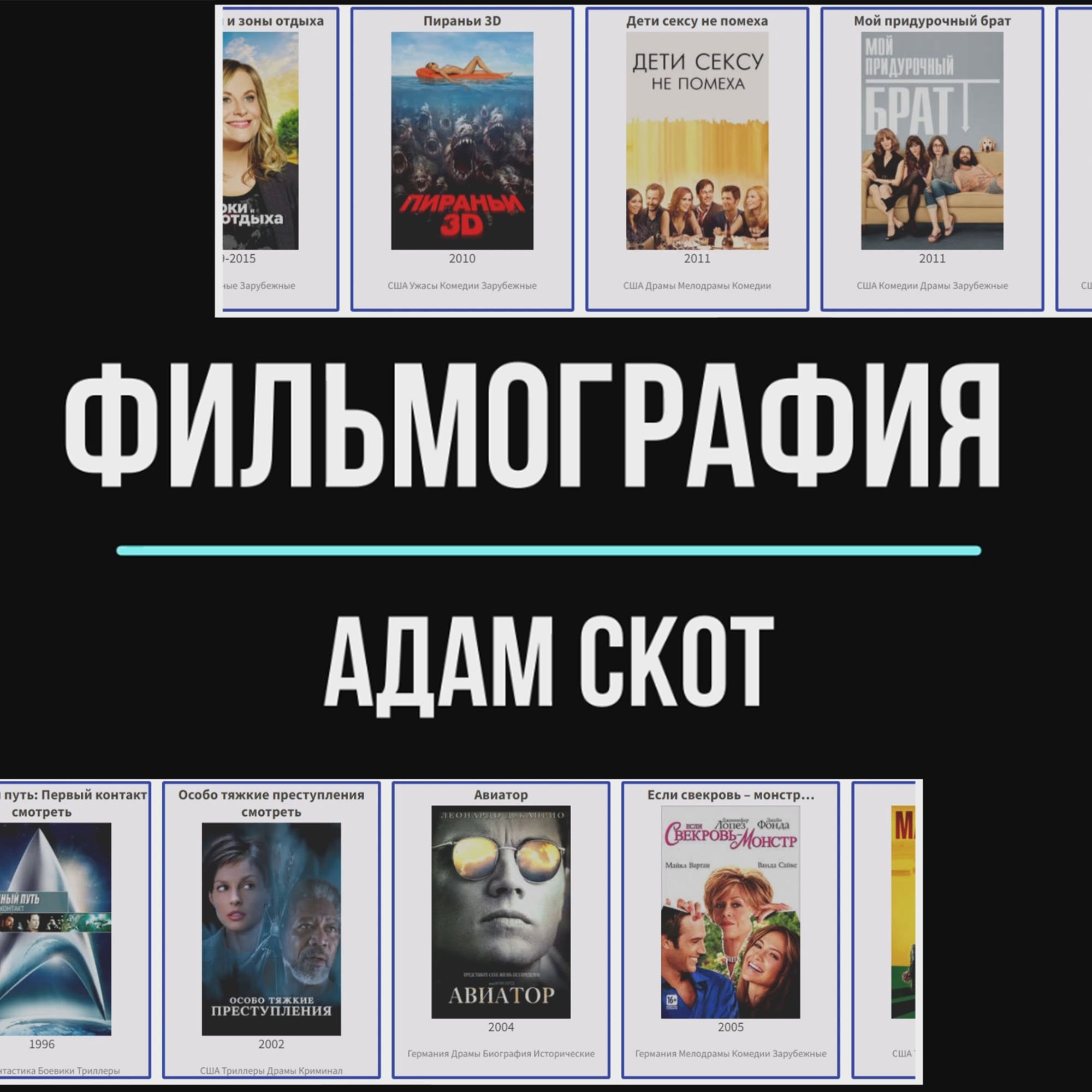 В каких фильмах снимался Адам Скотт