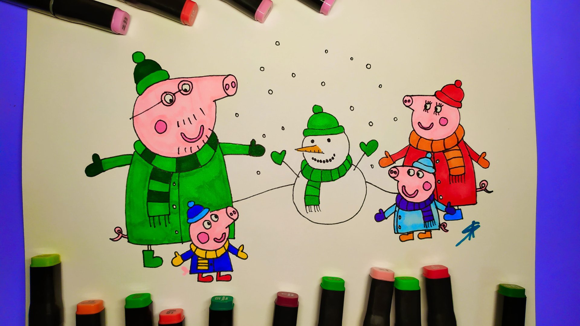 Свинка Пеппа и её семья рисунок.