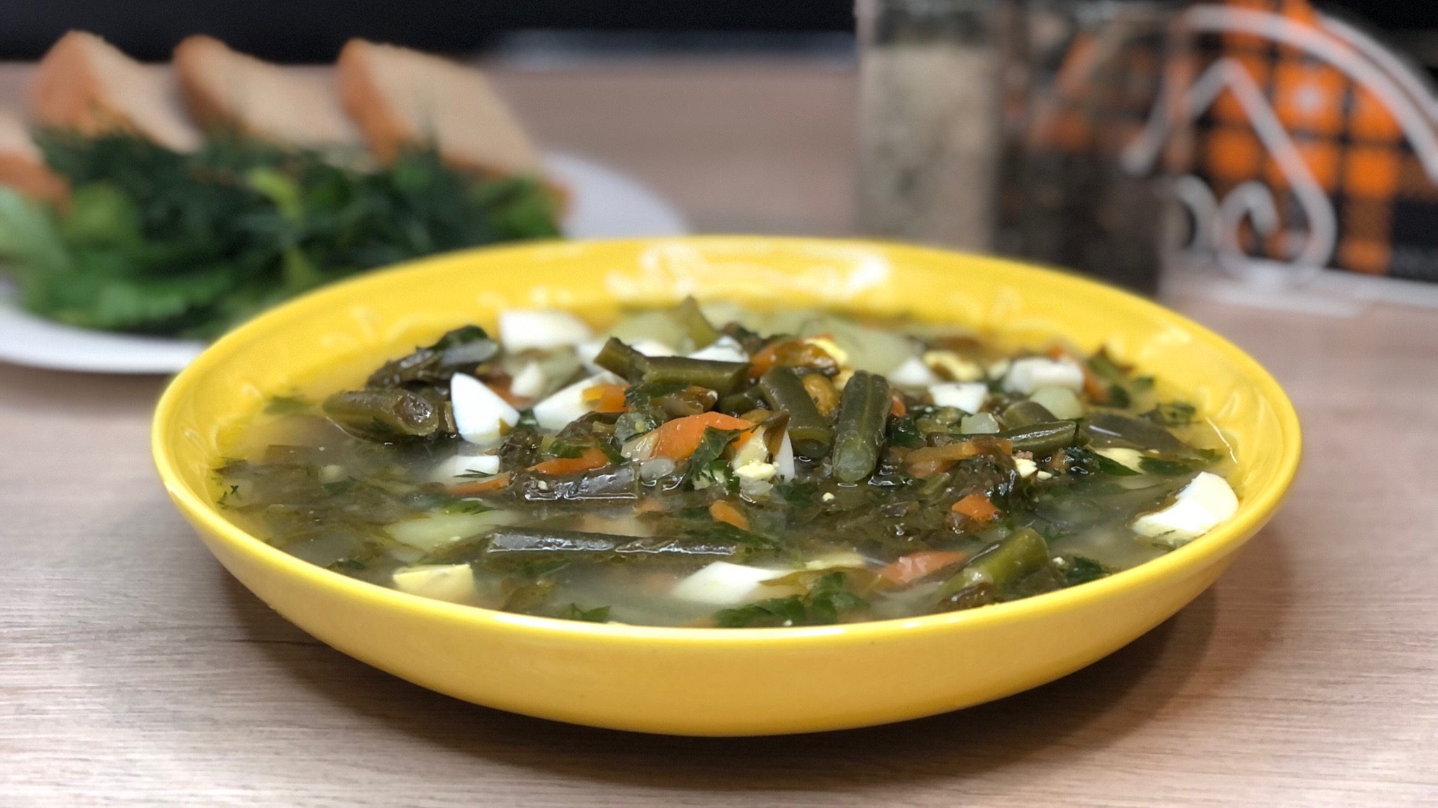 Зеленый борщ с щавелем и стручковой фасолью | зеленый борщ с фасолью | борщ рецепт |рецепты просто