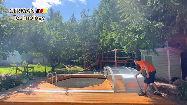 Павильон для бассейна модель FLAIR. Сотовый поликарбонат. Цвет профиля Серебро