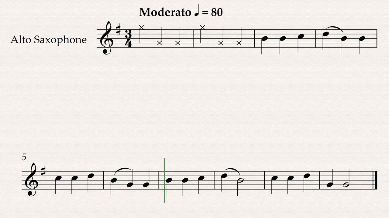 русская народная песня "Котик и козлик" видео-минусовка и ноты для саксофона-альта. Темп 80
