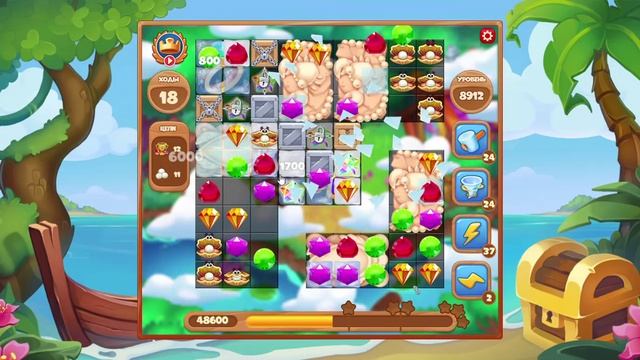 Как пройти уровень 8912 в игре Сокровища Пиратов