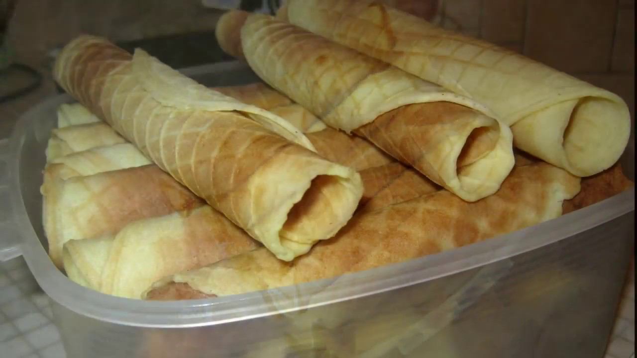 Хрустящие вафельные трубочки (в вафельнице и на сковороде)