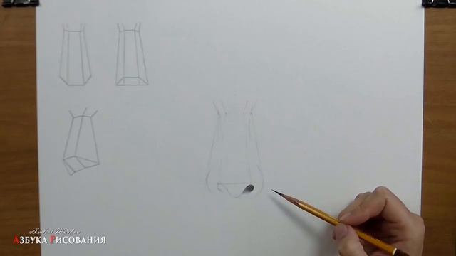 Как рисовать (нарисовать) нос карандашом - обучающий урок