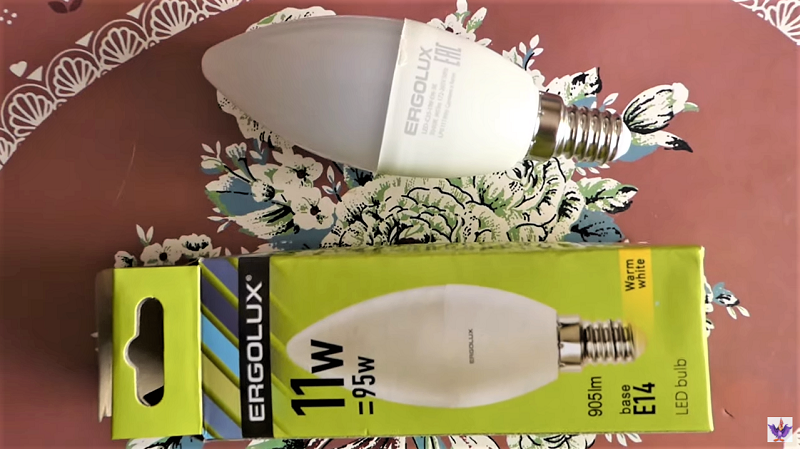 Лампа светодиодная ERGOLUX LED-C35-11W-E14-3K отзыв, обзор - самая яркая лампа миньон цоколь Е14