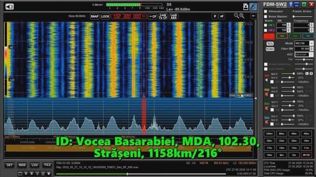 27.05.2020 10:11UTC, [Es], Vocea Basarabiei, Молдавия, 102.3МГц, 1158км