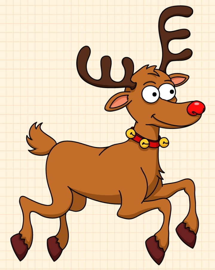 Олень. Рисуем с детьми пошагово новогоднего оленя