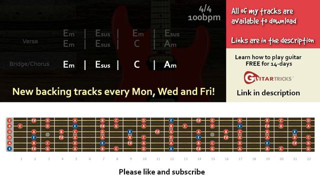 Atmospheric Melodic Rock Backing Track in E Minor