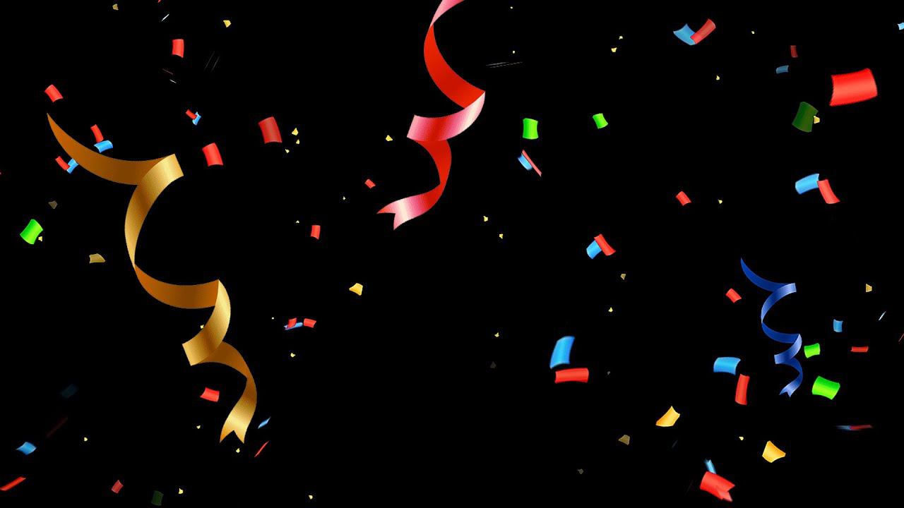 Футаж конфетти и серпантин на голубом и черном фоне - новогодние футажи для видеомонтажа.