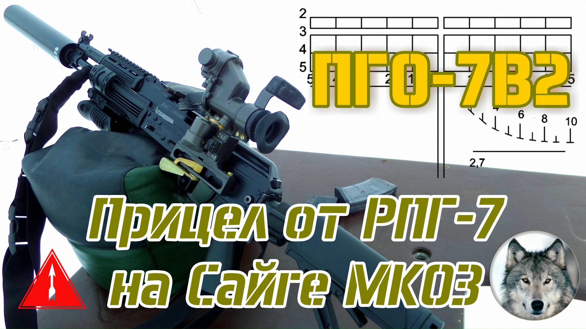 ПГО-7В2. Гранатометный прицел на Сайге МК03. (PGO-7V2 . Grenade launcher sight on the Saiga МК03.)