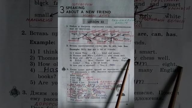 3 класс. ГДЗ. Английский язык. Рабочая тетрадь. Биболетова. Unit 3 Lesson 33. С комментированием.