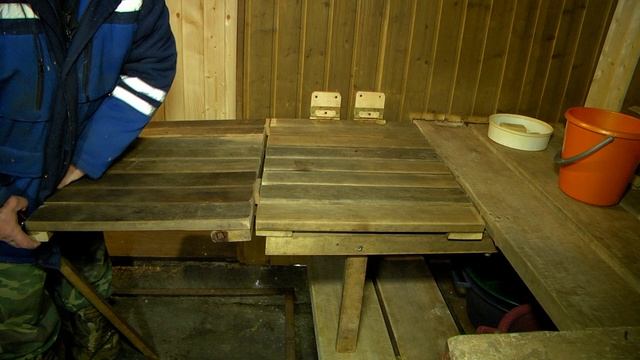 Баня. Складной пол и полок.