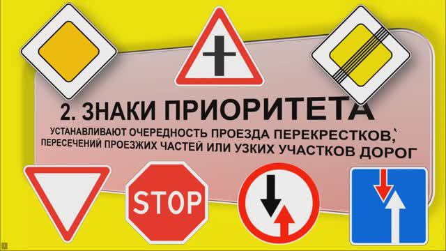 Дорожные знаки Приоритета и Предупреждающие.