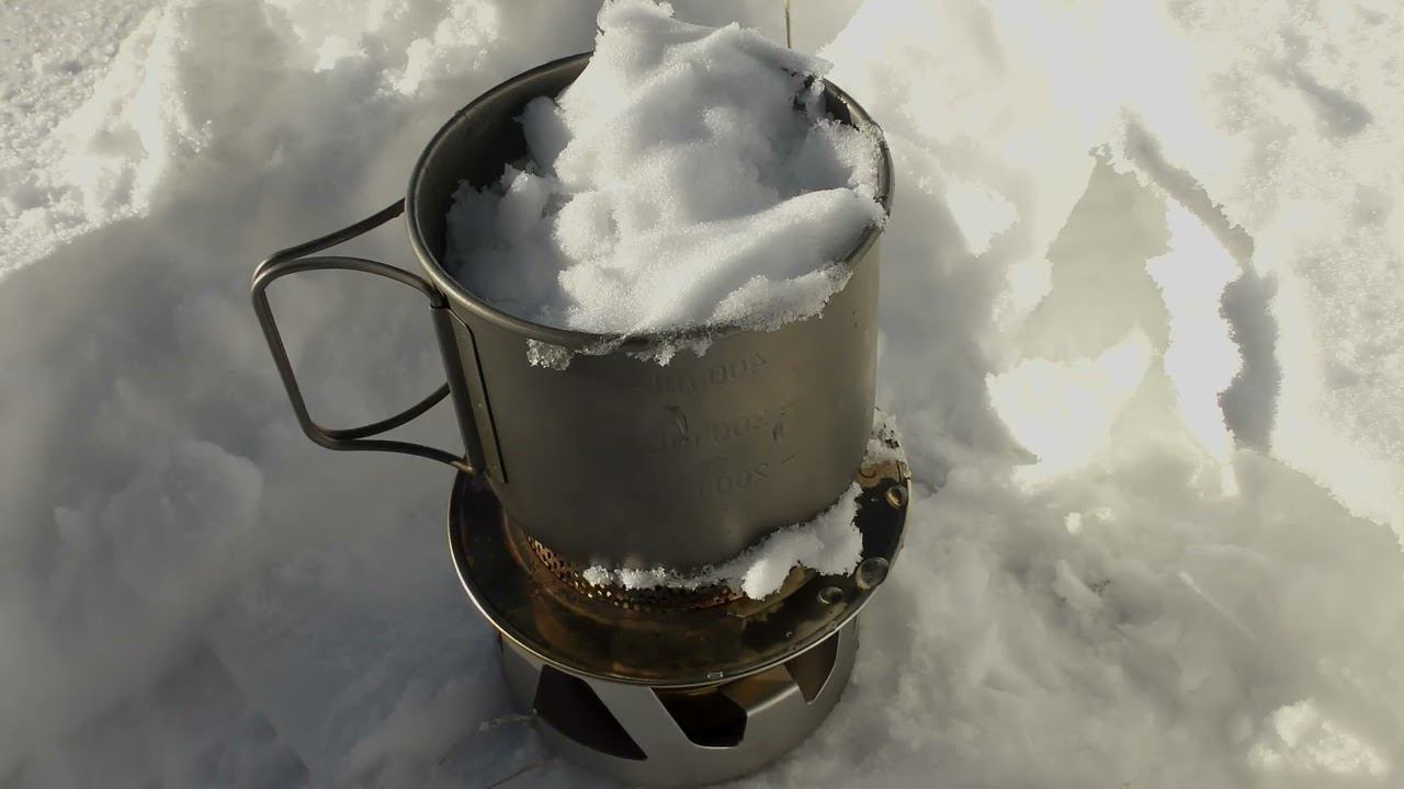 Тест спиртовки типа TRANGIA зимой в горах