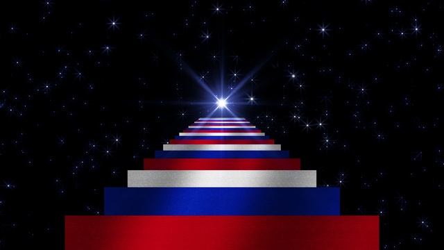 Лестница с ступеньками в виде полос российского флага. Белый, синий, красный. Зацикленная анимация.