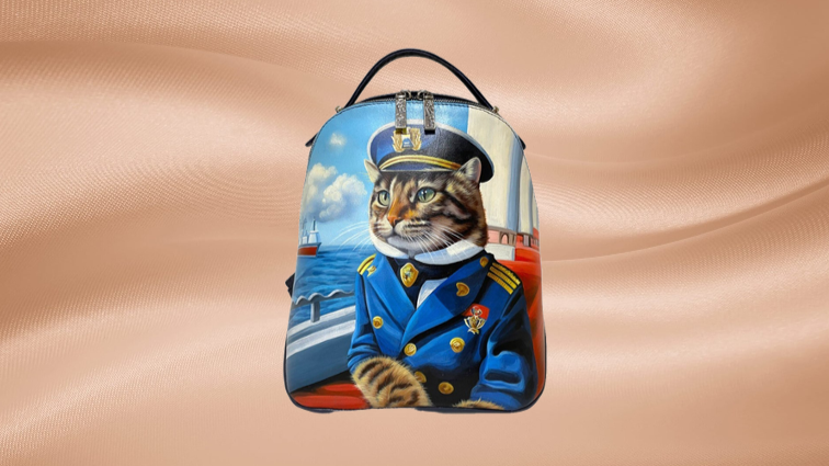 Рюкзак плоский "Кот Капитан" Pelle Volare
