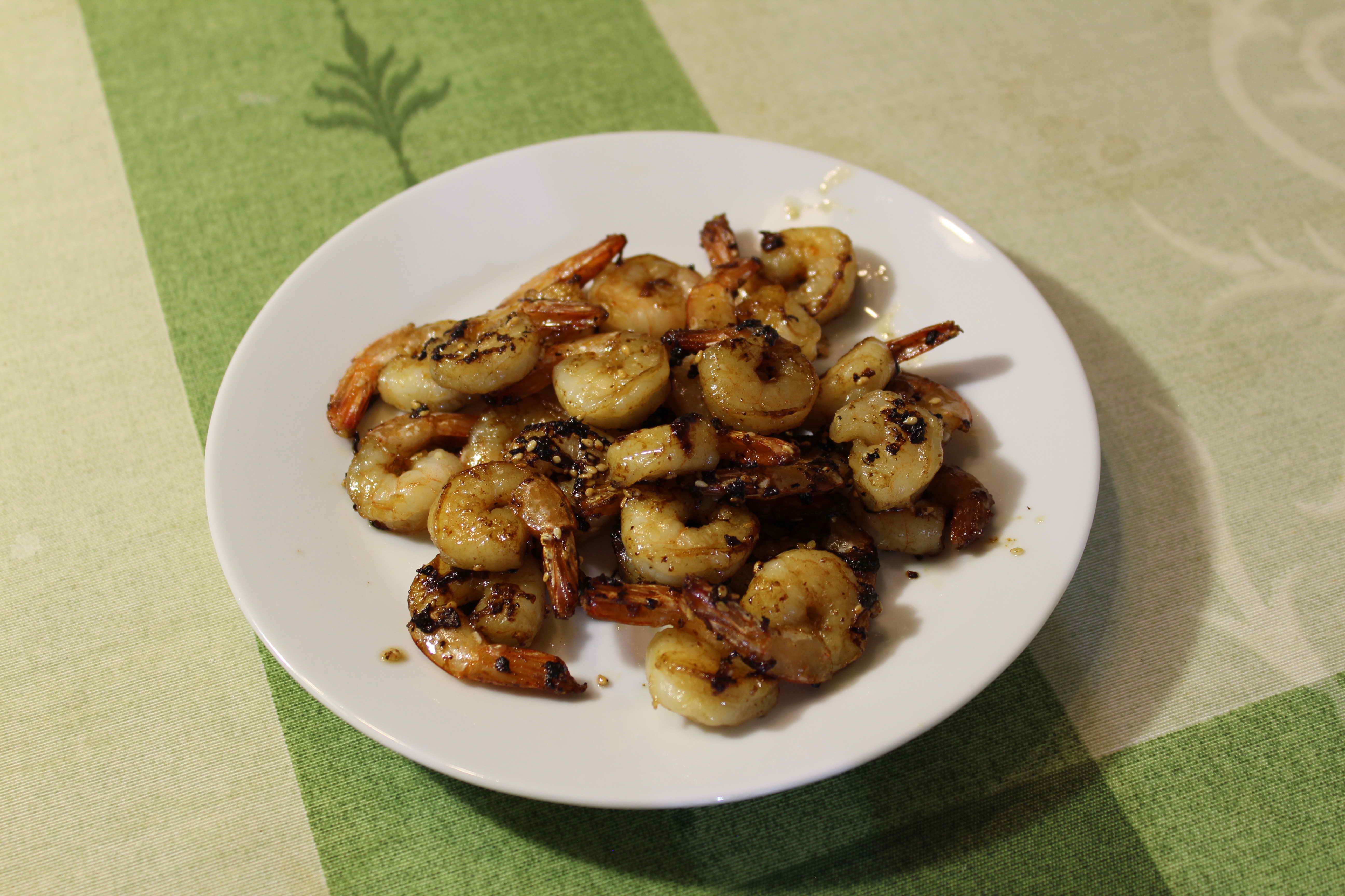 Жареные креветки в соевом соусе