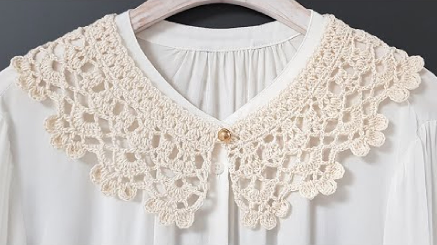 Ажурный кружевной воротничок из хлопковой пряжи. Пошаговое видео-описание. Мои источники вдохновения