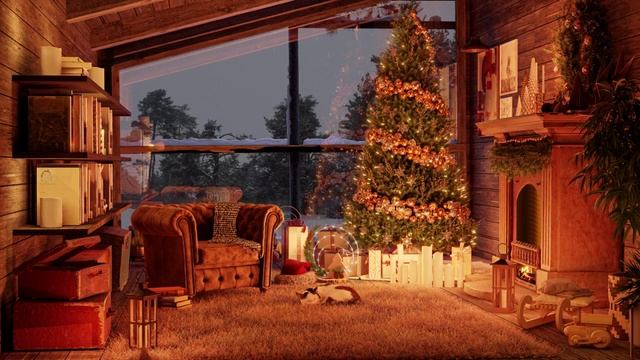 Треск поленьев в КАМИНЕ / ПРЕПРАЗДНИЧНАЯ атмосфера / СНЕГ за окном / РОЖДЕСТВЕНСКИЕ мелодии...