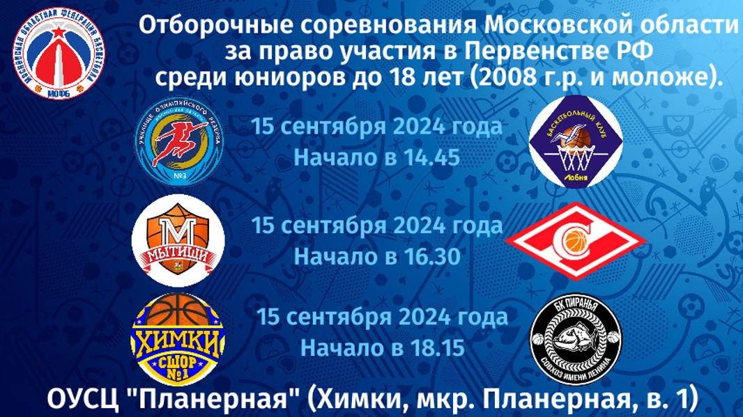 Отборочные соревнования Московской области к Первенству РФ среди юниоров до 18-ти лет