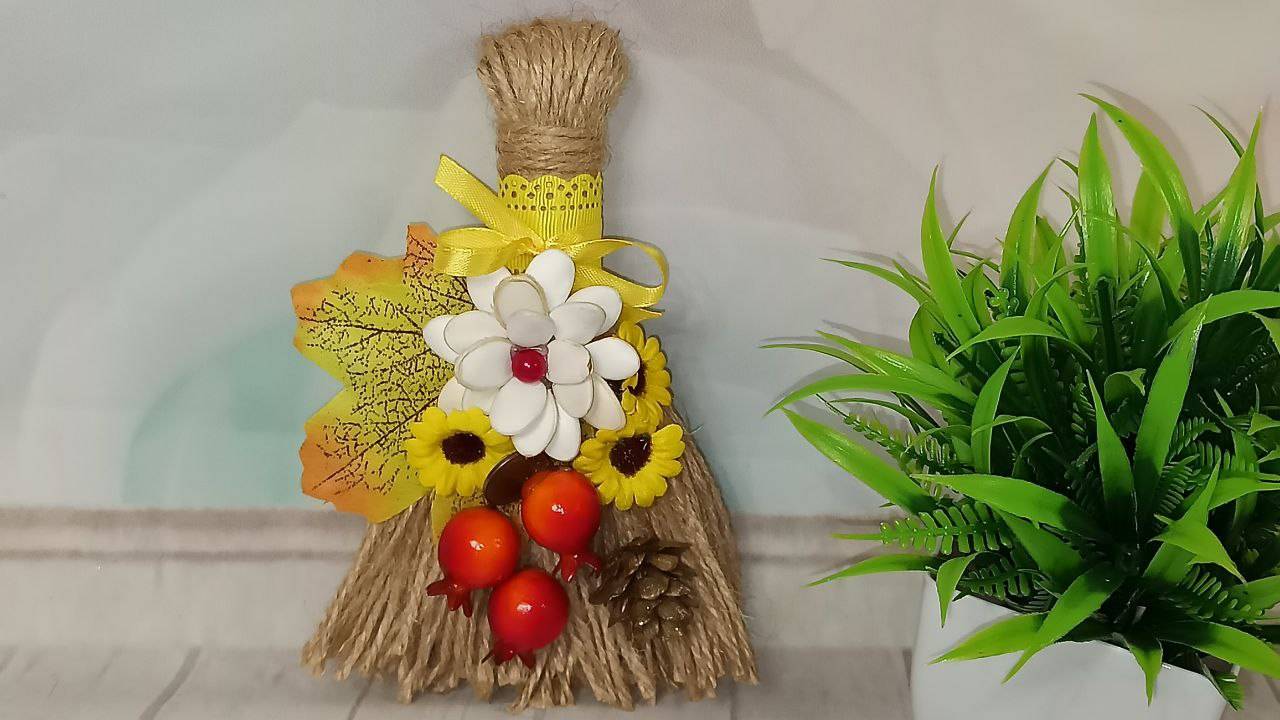 Мастер-класс. Поделка в школу, детский сад, с элементами природного материала. Осенний веник.