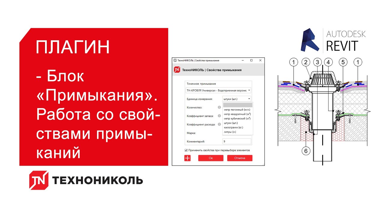 Плагин ТЕХНОНИКОЛЬ для Revit. Блок «Примыкания». Работа со свойствами примыканий