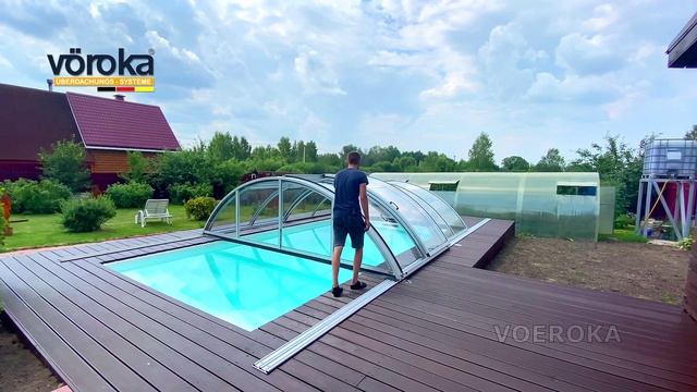 Павильон для бассейна модель Teledom + Дверь купе Прозрачный, цвет СЕРЕБРО