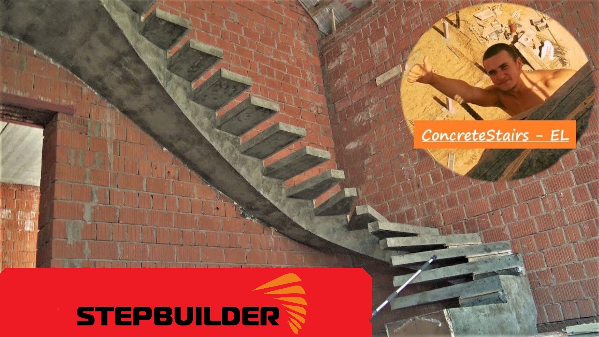 Консольная полувинтовая монолитная лестница / STEPBUILDER монолитные лестницы