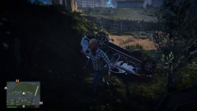 Чувак заходит вверх ногами в машину и выходит также )))