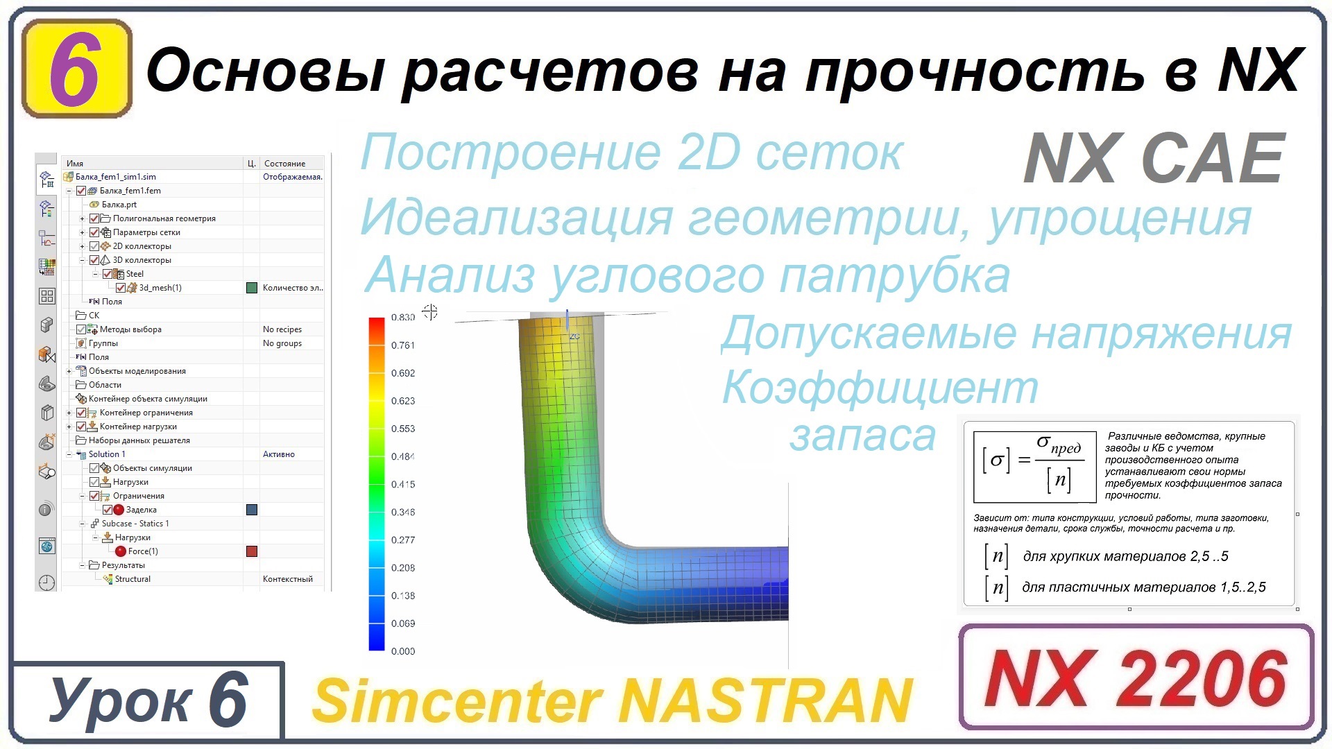 NX CAE. Основы расчетов на прочность в NX. Урок 6. Идеализация. 2D элементы. Сшивка.