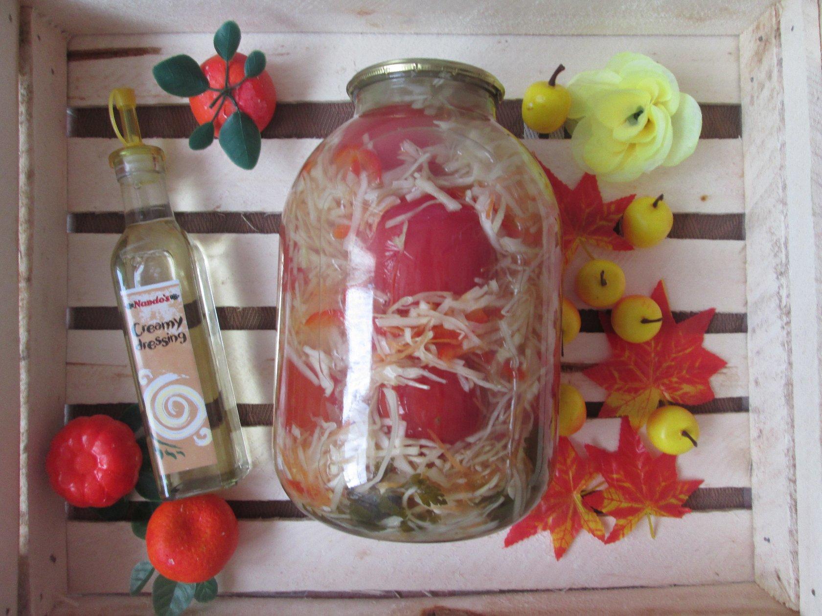 МАРИНОВАННЫЕ ТОМАТЫ с КАПУСТОЙ в 3-Х ЛИТРОВЫХ БАНКАХ