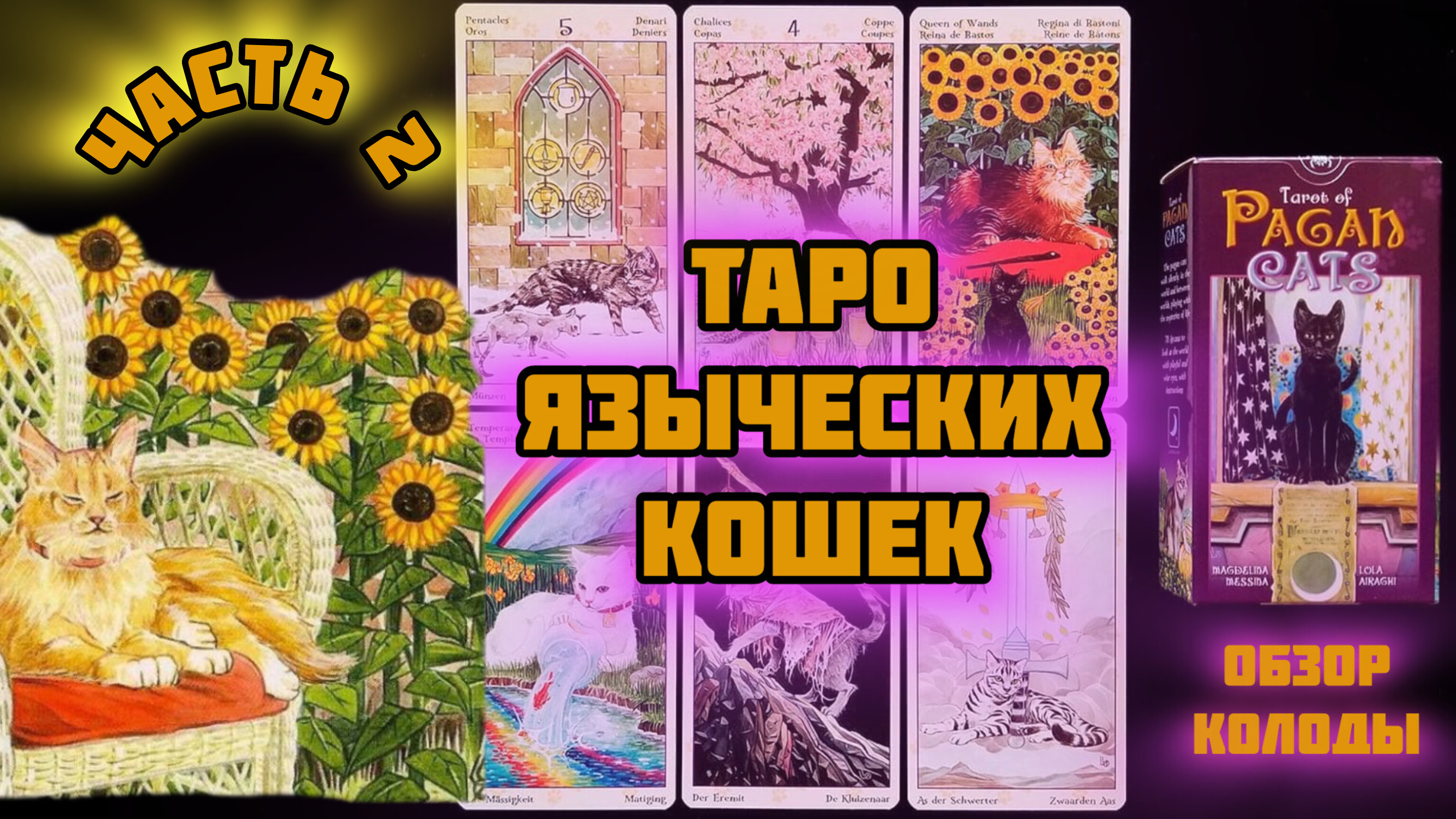Обзор младших Арканов (Пентакли и Жезлы) в  Таро Языческих кошек_(Pagan cats)_Часть 2