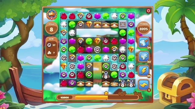 Как пройти уровень 8905 в игре Сокровища Пиратов
