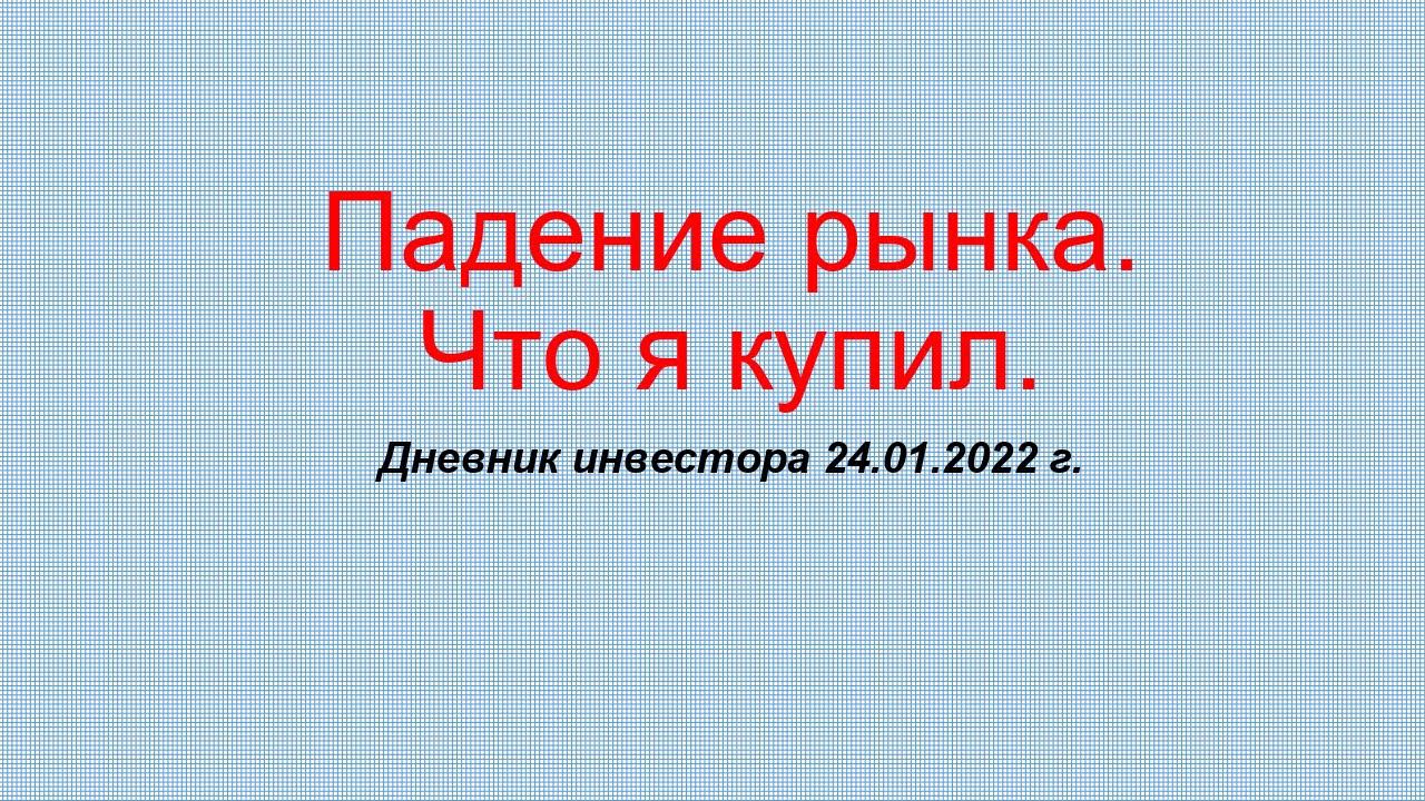 Дневник инвестора 24.01.2022 г. Падение рынка, что я купил.